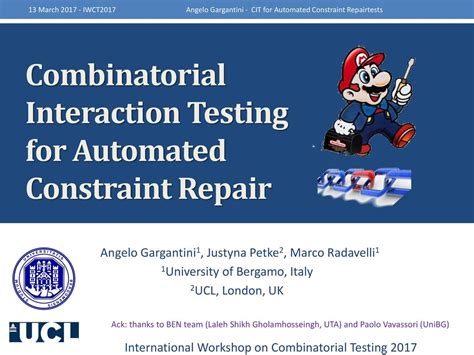 combinatorial interaction testing for automated constraint repair ppt download