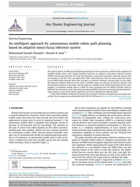 pdf an intelligent approach for autonomous mobile robots path planning based on adaptive neuro