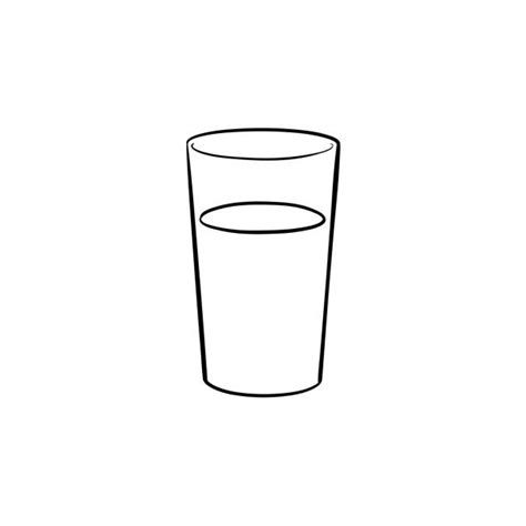 Premium Vector Glass With Water Black Outline Silhouette In Hand Drawing Sketch Style Vector