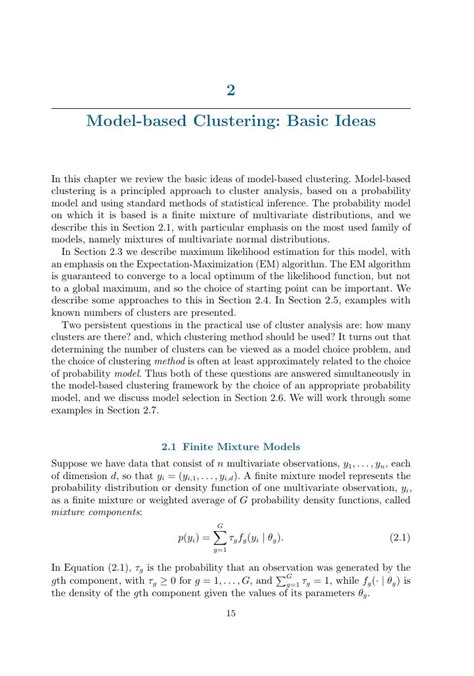 model based clustering basic ideas chapter 2 model based clustering and classification for