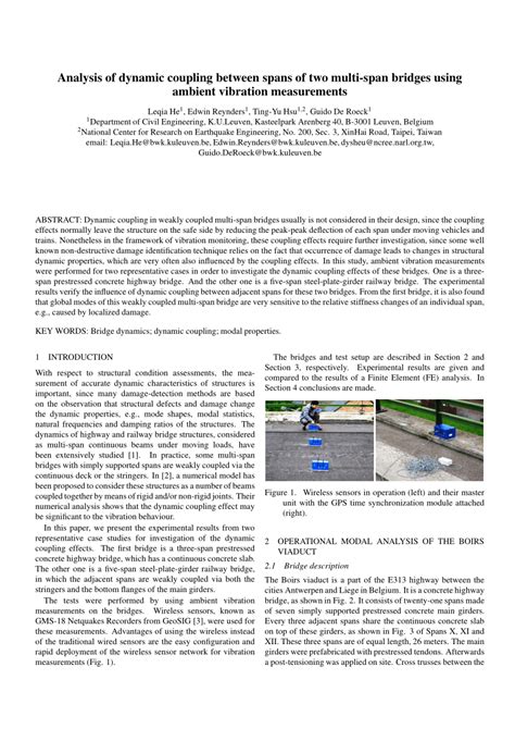 pdf analysis of dynamic coupling between spans of two multi span bridges using ambient