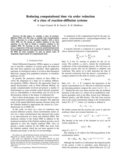 pdf reducing computational time via order reduction of a class of reaction diffusion systems