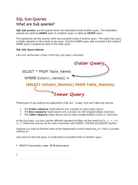 navigating nested queries an in depth guide to sql sub queries pdf information retrieval sql