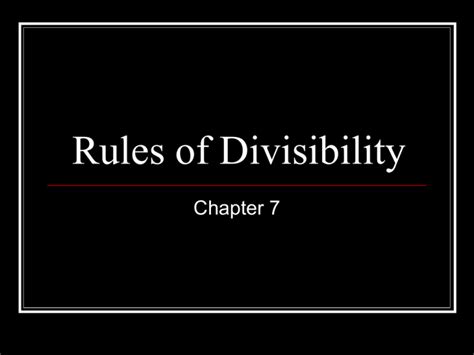 rules of divisibility