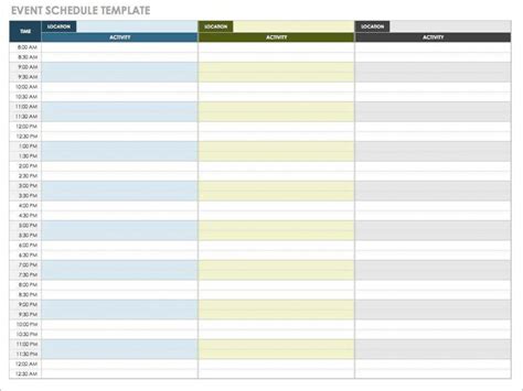 Free Printable Event Schedule Template