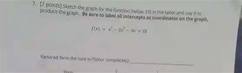 [7 points] sketch the graph for the function below fill in the table and use it to produce the