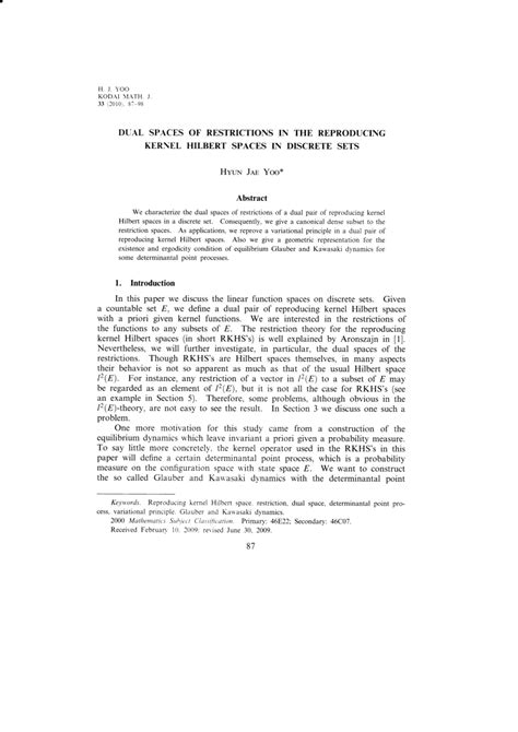 pdf dual spaces of restrictions in the reproducing kernel hilbert spaces in discrete sets