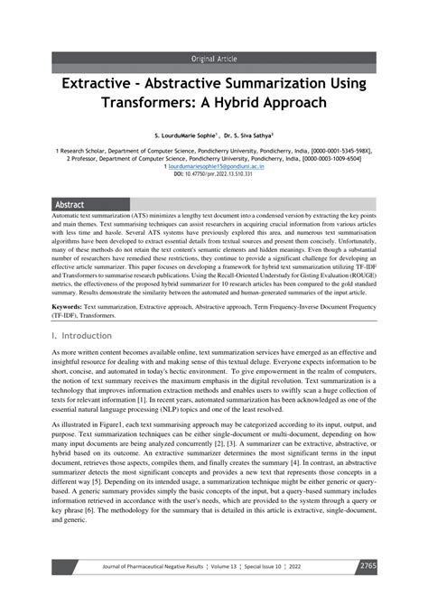 pdf extractive abstractive summarization using transformers a hybrid approach