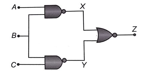 a two input nand gate is followed by a single input nor gate this logic circuit will function as