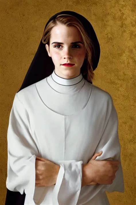Portrait Of Emma Watson As A Nun Intimate Elegant Stable Diffusion