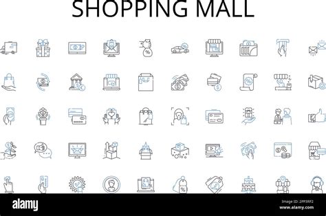 Shopping Mall Line Icons Collection Abundance Wealth Success