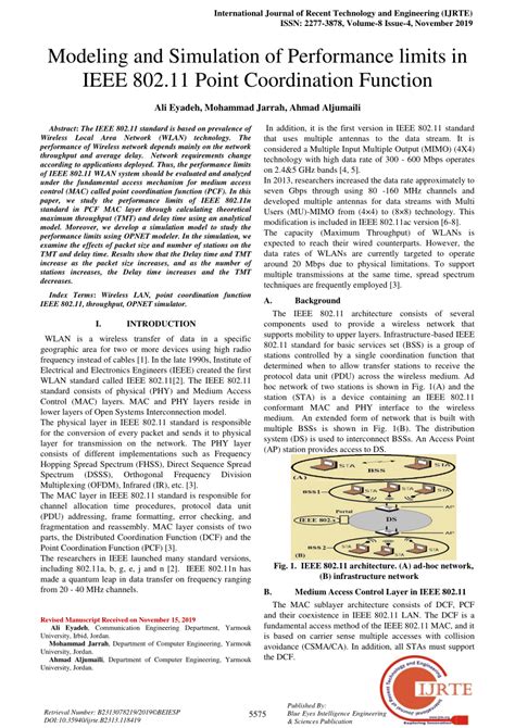 pdf modeling and simulation of performance limits in ieee 802 11 point coordination function