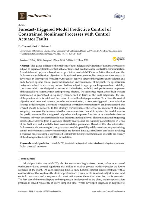 pdf forecast triggered model predictive control of constrained nonlinear processes with
