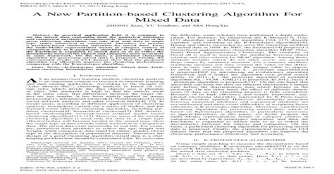 a new partition based clustering algorithm for mixed data · a new partition based clustering