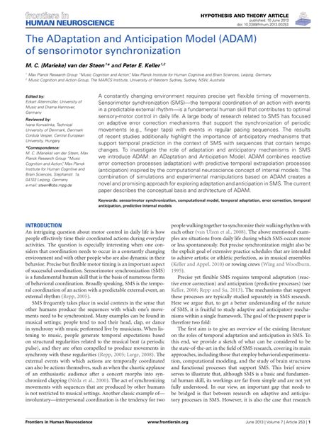 pdf the adaptation and anticipation model adam of sensorimotor synchronization