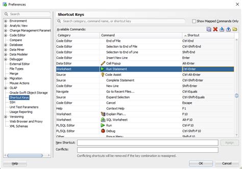 Sql Developer Tools Preferences Shortcut Keys