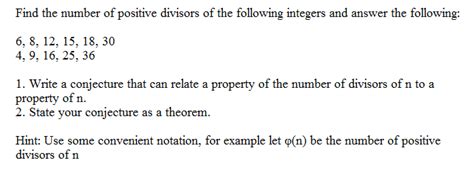 solved find the number of positive divisors of the following