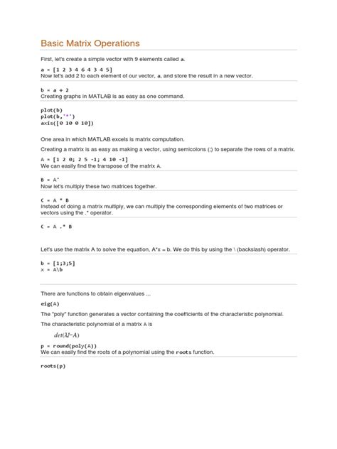 intro to matlab pdf matrix mathematics derivative