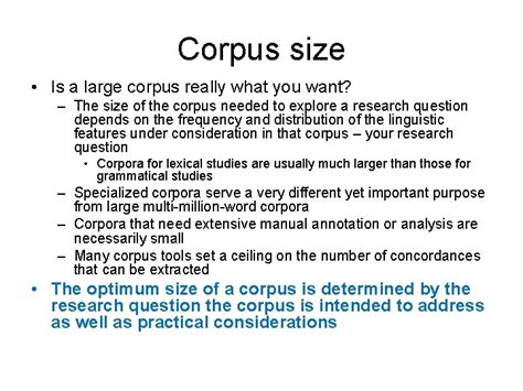 corpus design and types of corpora corpus linguistics