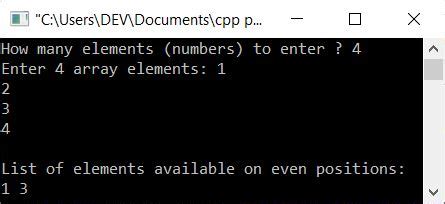C Program To Print All Elements Available In Even Positions