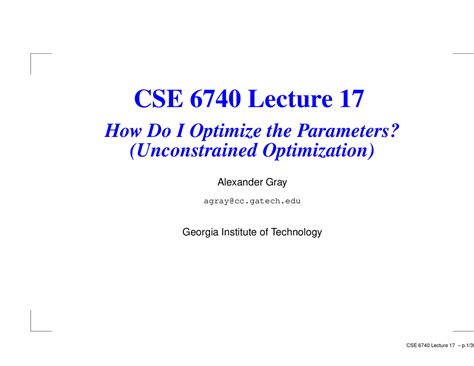 optimize the parameters in unconstrained optimization quiz 1 cse 6740 docsity