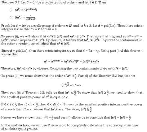 solved theorem 5 3 let g a be a cyclic group of order n