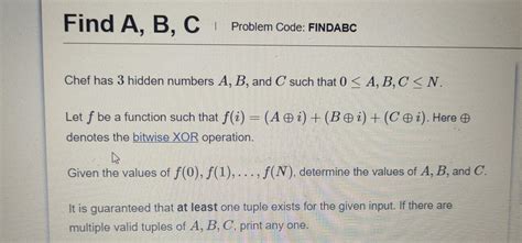 solved find a b c t problem code findabc chef has 3