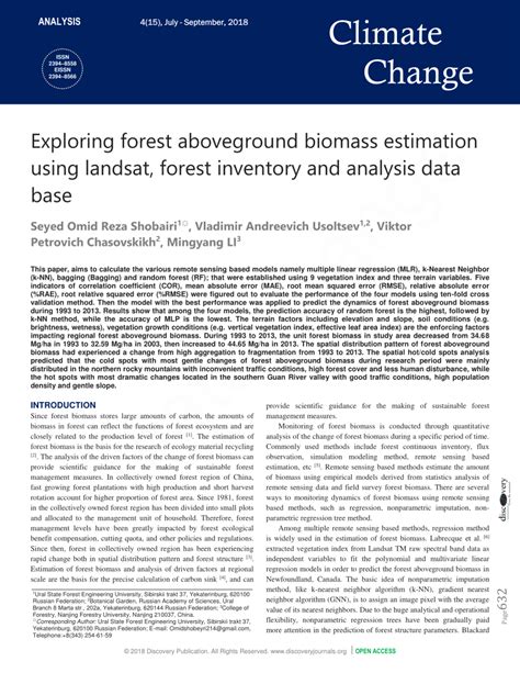 pdf article exploring forest aboveground biomass estimation using landsat forest inventory