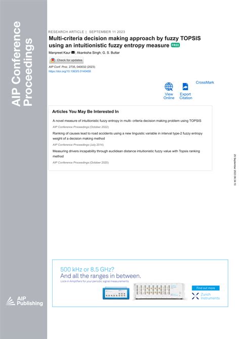 pdf multi criteria decision making approach by fuzzy topsis using an intuitionistic fuzzy
