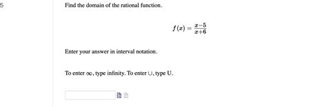 solved find the domain of the rational function f x x 6x−5