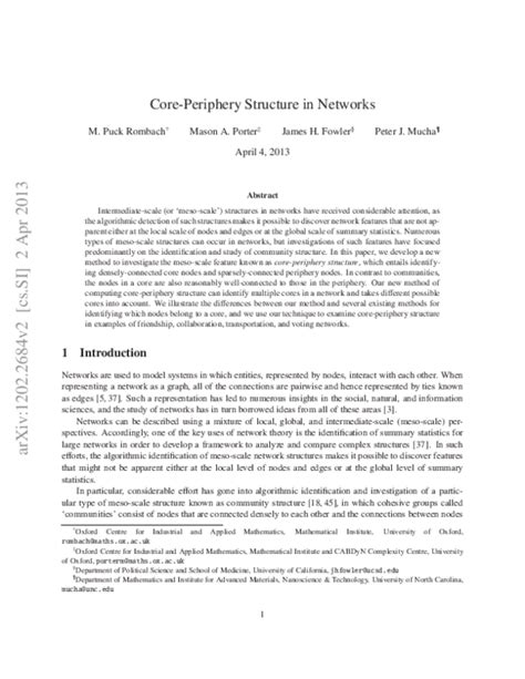 pdf core periphery structure in networks james h fowler