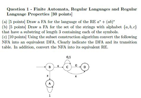 solved question 1 finite automata regular languages and