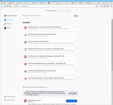 All My Extensions Disabled With No Option To Re Enable Firefox