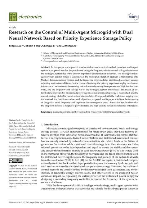 pdf research on the control of multi agent microgrid with dual neural network based on