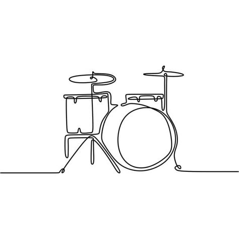 One Line Drawing Drum Music Instrument Vector Illustration Minimalist