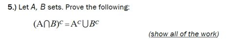 solved 5 let a b sets prove the following anb c acubc