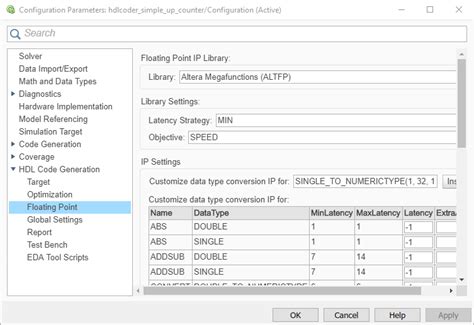 customize floating point ip configuration matlab and simulink mathworks france