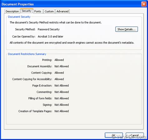 how to set pdf security by command line verypdf knowledge base