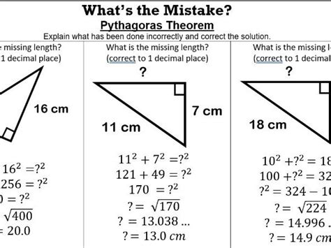 Pythagoras Theorem Scaffolded And Mistakes Teaching Resources