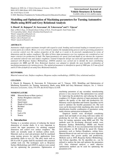 pdf modelling and optimization of machining parameters for turning automotive shafts using rsm