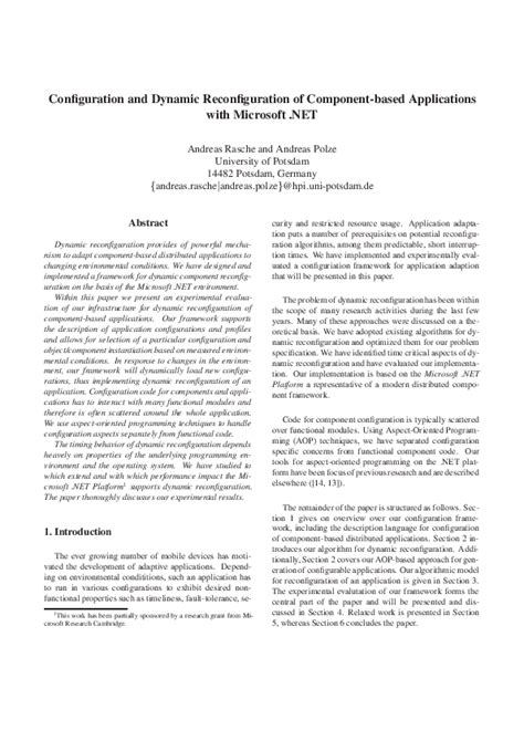 pdf configuration and dynamic reconfiguration of components using the coordination paradigm