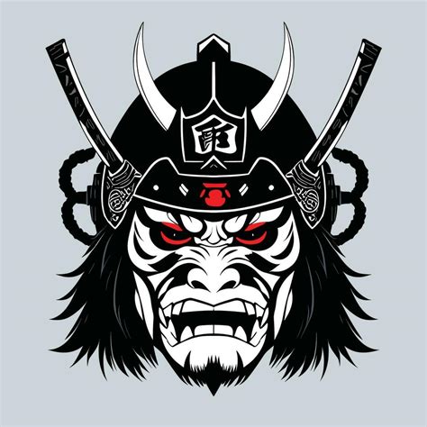 Oni Mask Tattoo Black Masked Samurai Traditional Japanese Warrior Japanese Demon Oni Mask