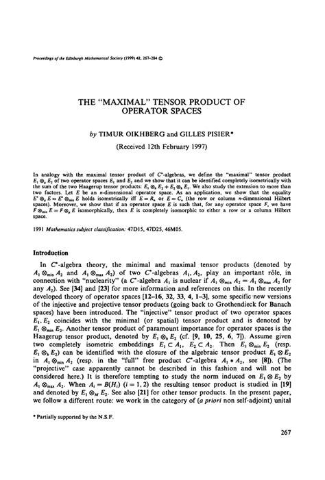 pdf the maximal tensor product of operator spaces