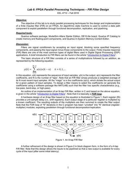 pdf lab 6 fpga parallel processing techniques fir filter design dokumen tips
