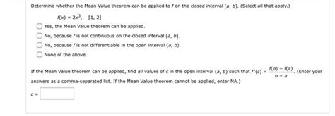 [solved] determine whether the mean value theorem can be a