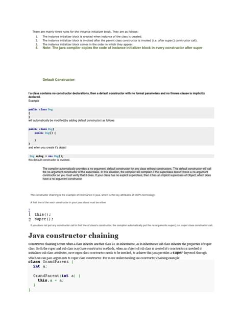 java constructor chaining pdf constructor object oriented programming programming
