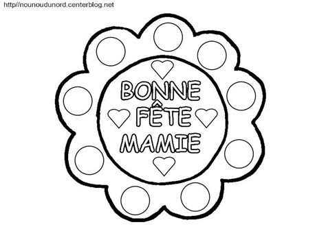 Fleur bonne fête mamie coloriage gommettes et en couleur