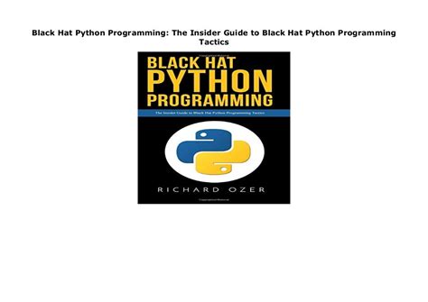 black hat python programming the insider guide to black hat python p…