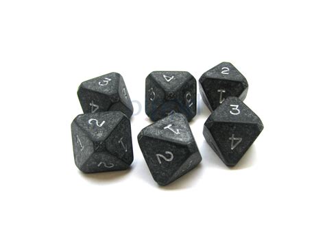 Opaque Black Gray Chessex 8 Sided D4 Die Numbered 1 4 Twice 6 Dice Ebay