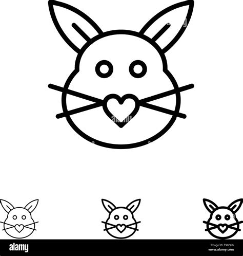 Rabbit Bunny Love Cute Easter Bold And Thin Black Line Icon Set Stock Vector Image And Art Alamy